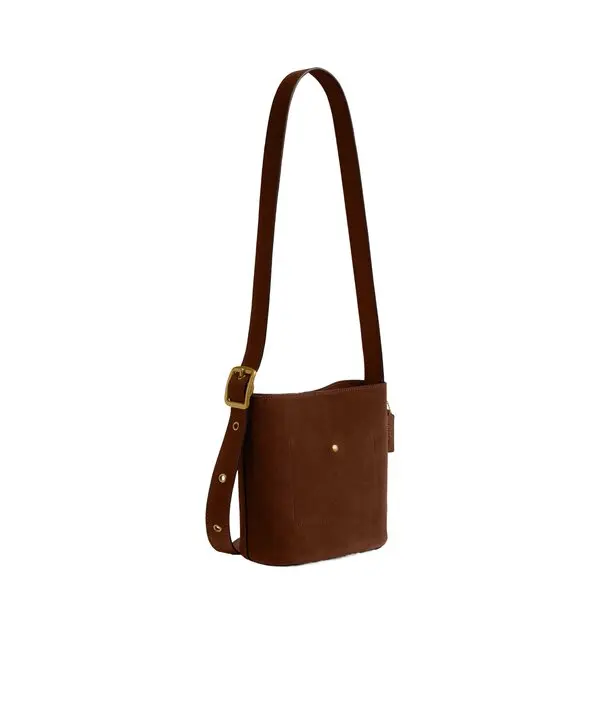 COACH Bleecker 21 Bucket Bag In Suede - B4/warm Brown