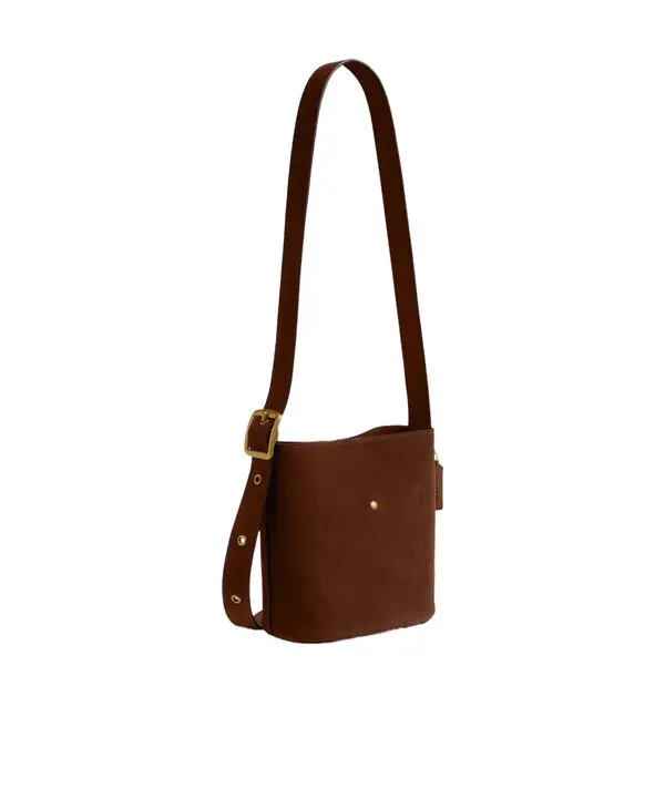 COACH Bleecker 21 Bucket Bag In Suede - B4/warm Brown