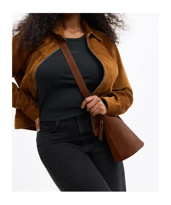 COACH Bleecker 21 Bucket Bag In Suede - B4/warm Brown