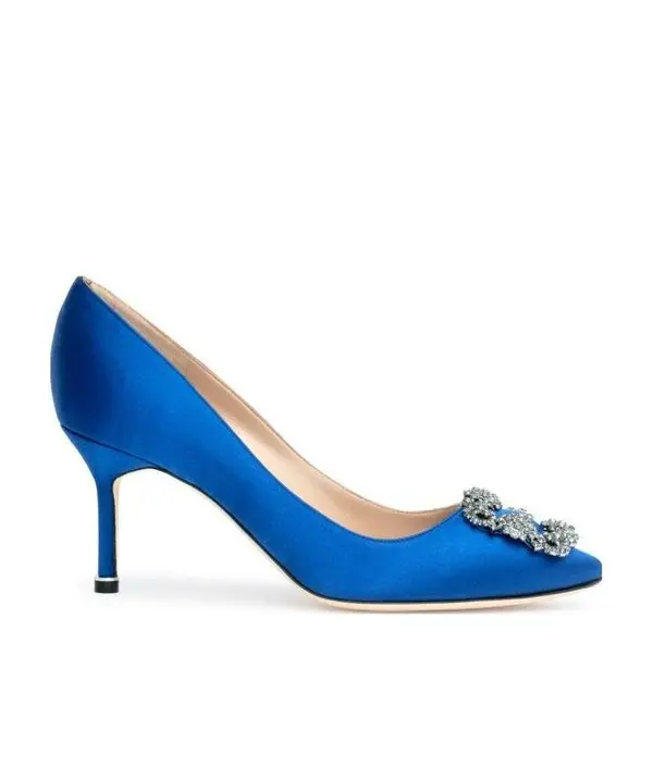Manolo Blahnik Hangisi 70mm Embellished Buckle Pumps - Blue
