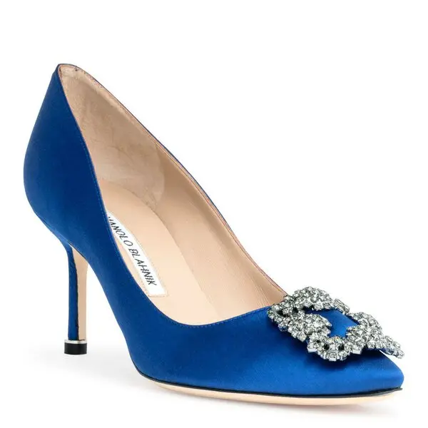 Manolo Blahnik Hangisi 70mm Embellished Buckle Pumps - Blue