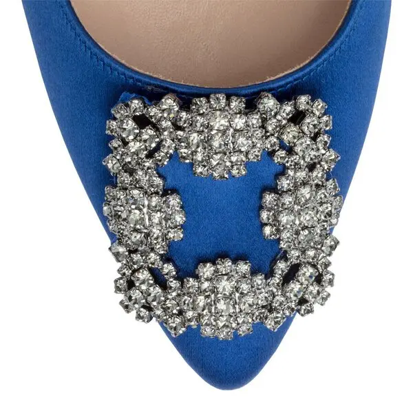 Manolo Blahnik Hangisi 70mm Embellished Buckle Pumps - Blue