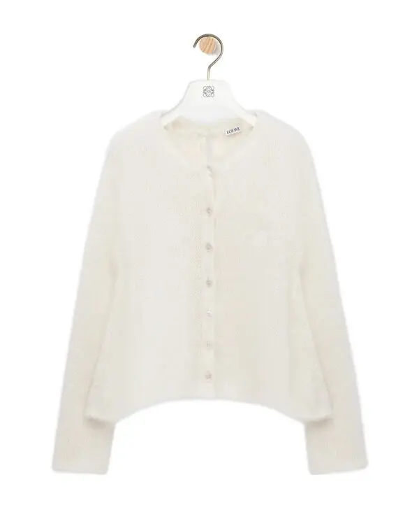 Loewe Anagram Embroidered Cardigan - White