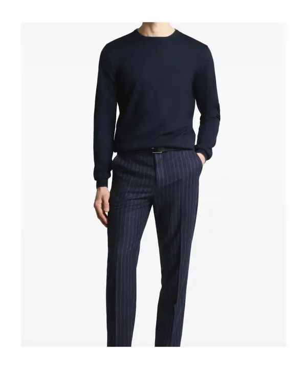 FAY Elbow-patch Wool Crewneck Jumper - Blue