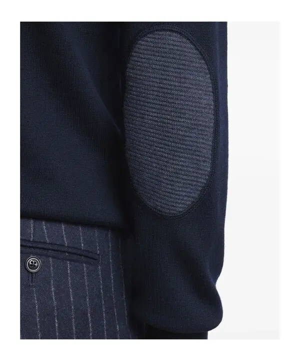 FAY Elbow-patch Wool Crewneck Jumper - Blue