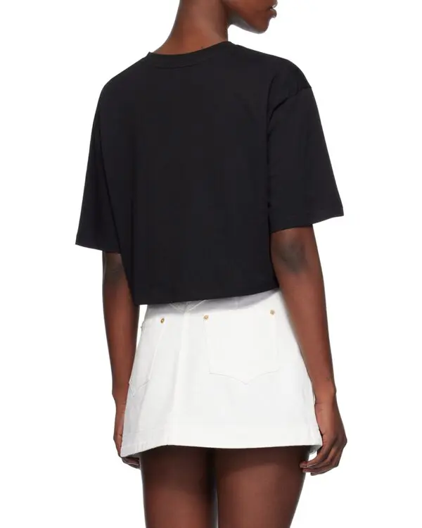 Balmain Logo Printed Cropped T-shirt - Black
