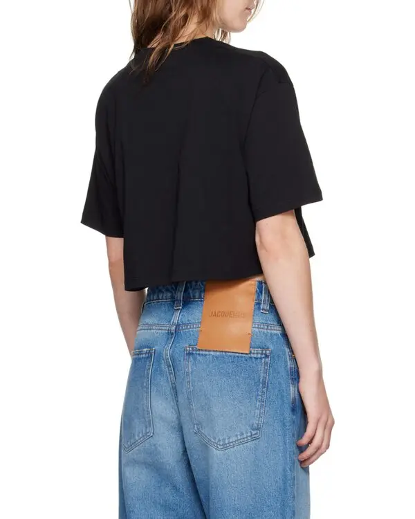 Balmain Logo Printed Cropped T-shirt - Black