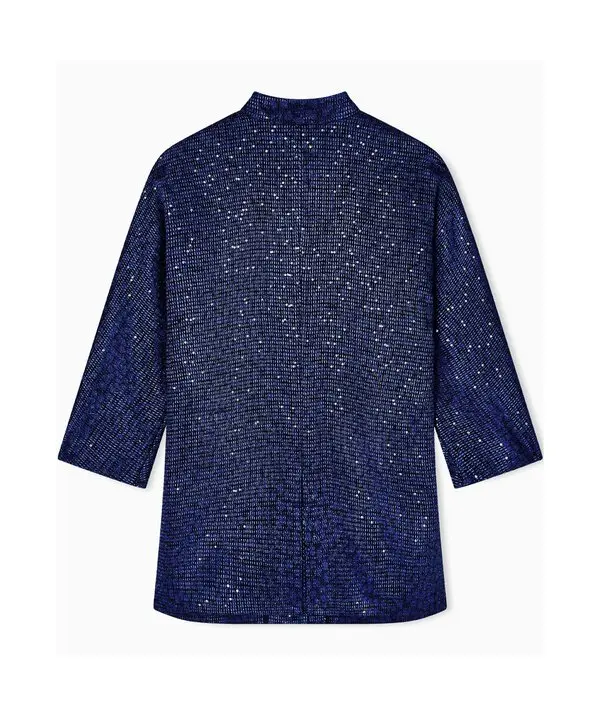 Giorgio Armani Sequin Embellished Stand Collar Jacket - Blue