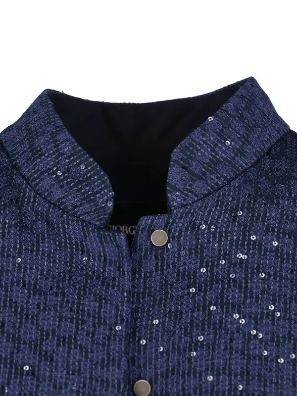 Giorgio Armani Sequin Embellished Stand Collar Jacket - No