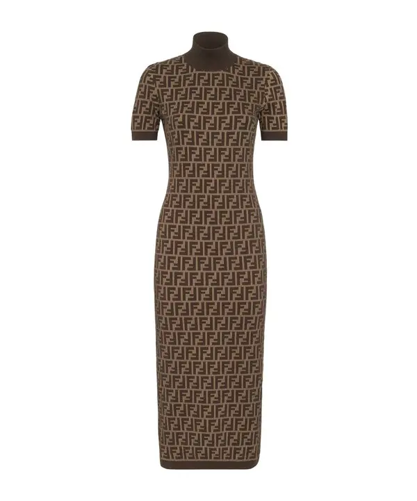 Fendi Ff Motif Knitted Midi Dress