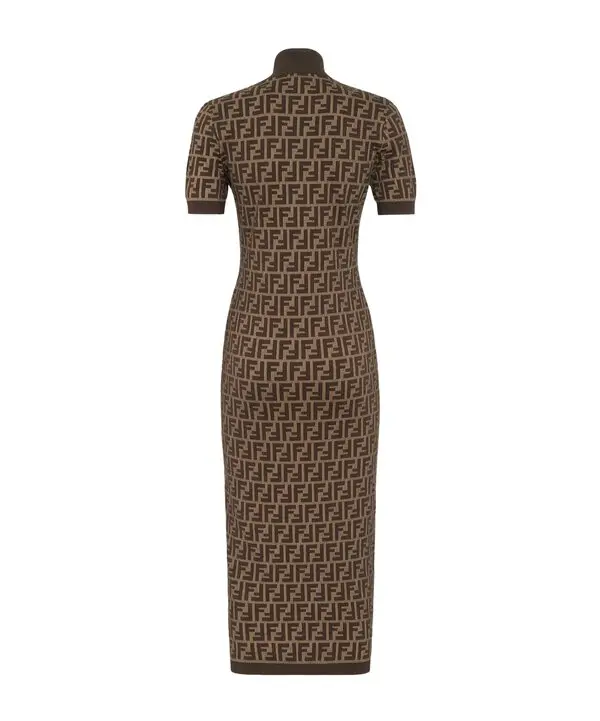 Fendi Ff Motif Knitted Midi Dress