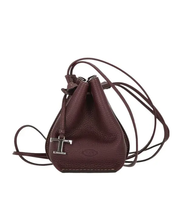 TOD'S Drawstring Leather Bucket Bag - Black