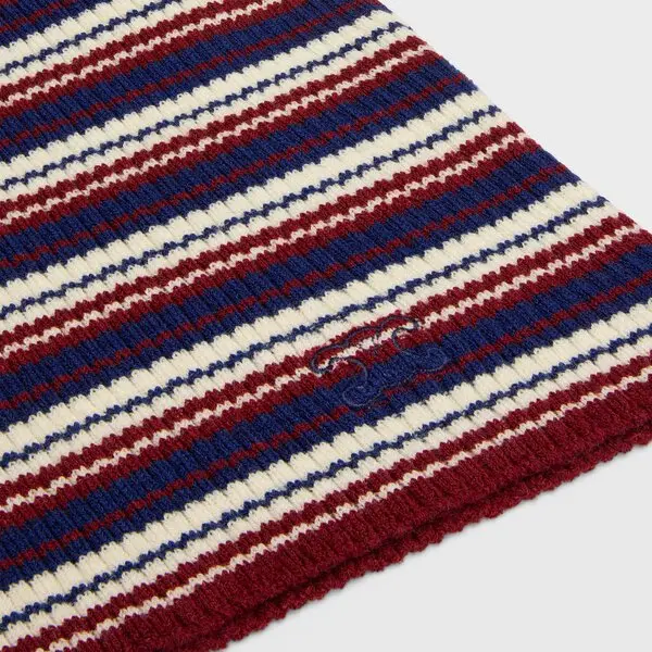 Celine Striped Ribbed Wool Turtleneck Sweater - Blue/beige/red