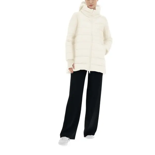 Herno Zip-up Hooded Down Jacket With Detachable Hood And Straight Hem - White
