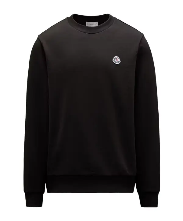 Moncler Crewneck Sweatshirt With Logo Patch - Black