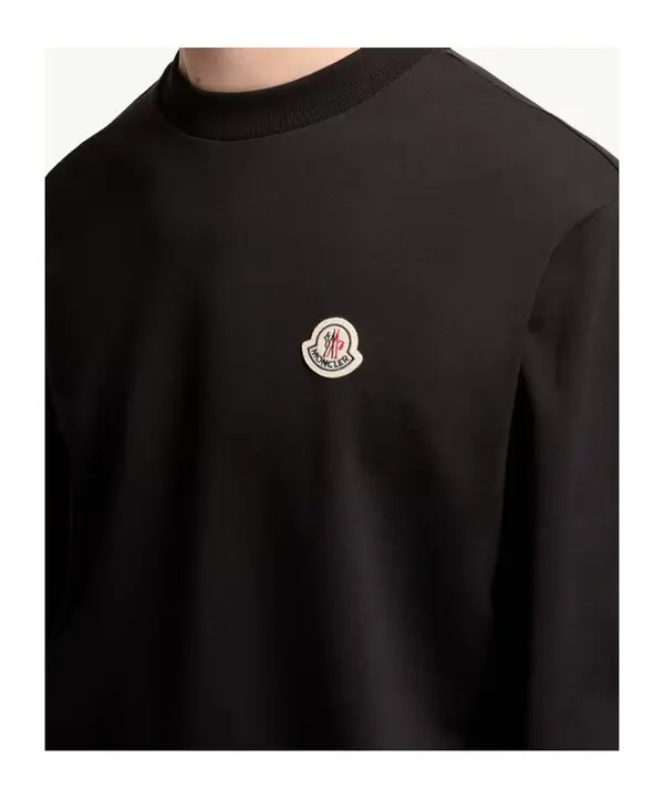Moncler Crewneck Sweatshirt With Logo Patch - Black