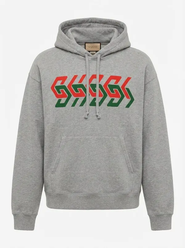 Gucci Logo Detailed Drawstring Hoodie - Gray