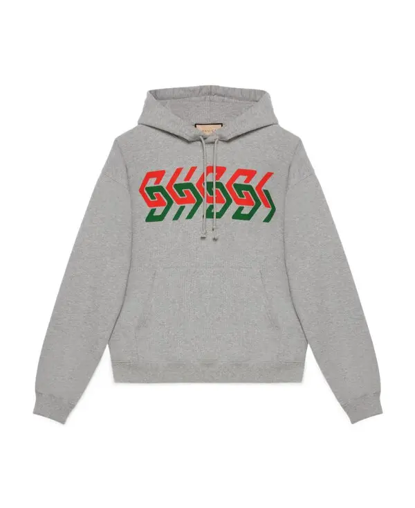 Gucci Logo Detailed Drawstring Hoodie - Gray