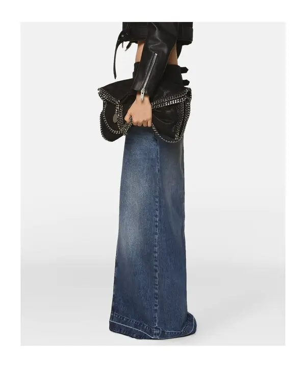 Stella McCartney Frayed-edge Denim Maxi Skirt With Slit - Blue