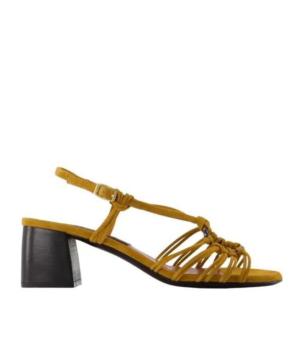 CAREL Strappy Block Heel Sandals - Brown