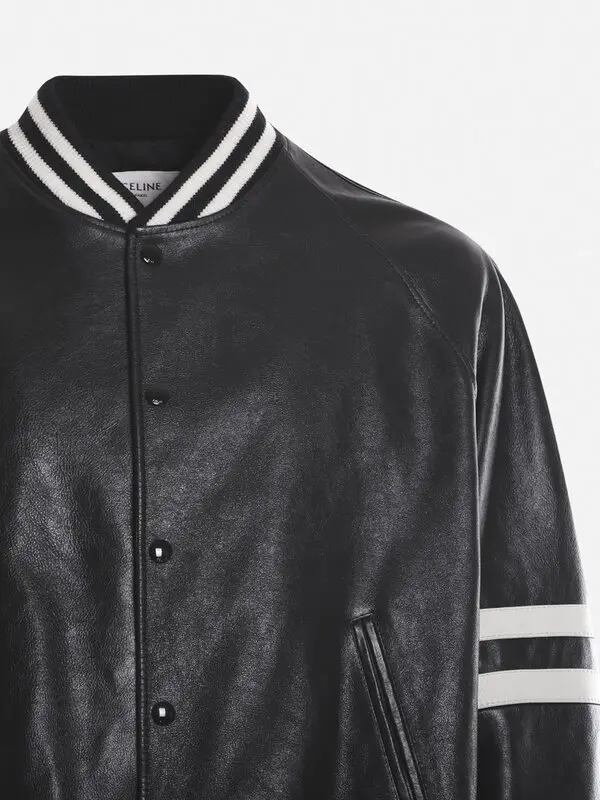 Celine Varsity-style Calfskin Jacket - Black/white