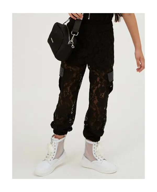 Monnalisa Lace Overlay Cargo Trousers