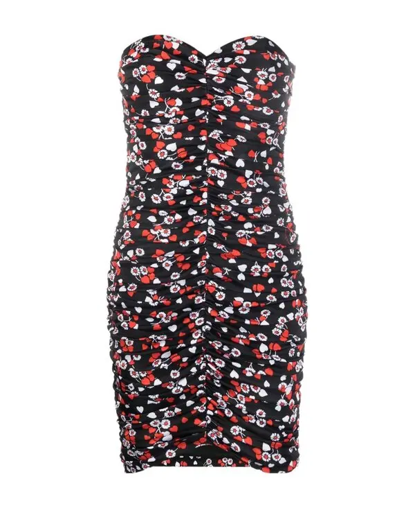 Moschino Floral Print Strapless Mini Dress
