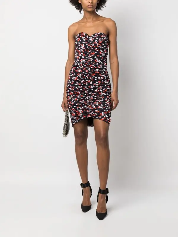 Moschino Floral Print Strapless Mini Dress