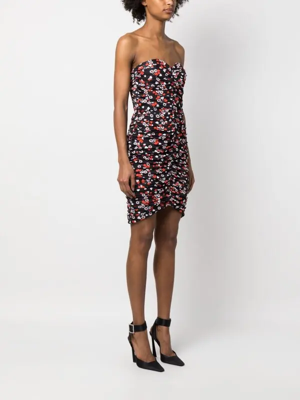 Moschino Floral Print Strapless Mini Dress
