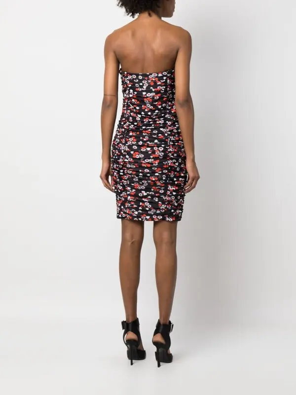Moschino Floral Print Strapless Mini Dress