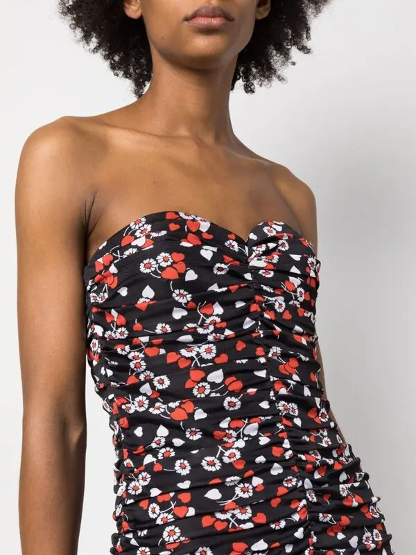 Moschino Floral Print Strapless Mini Dress