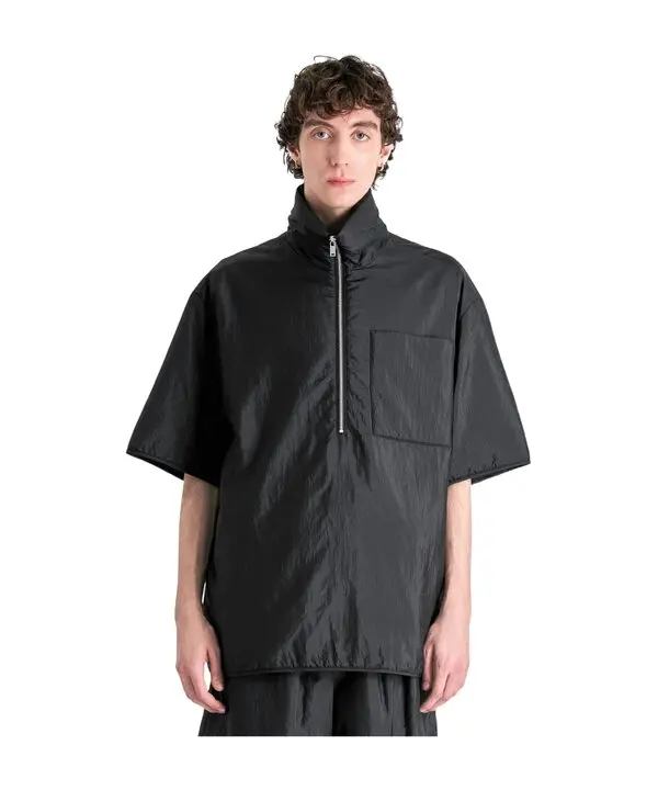 JIL SANDER Half Front Zip Padded Shirt