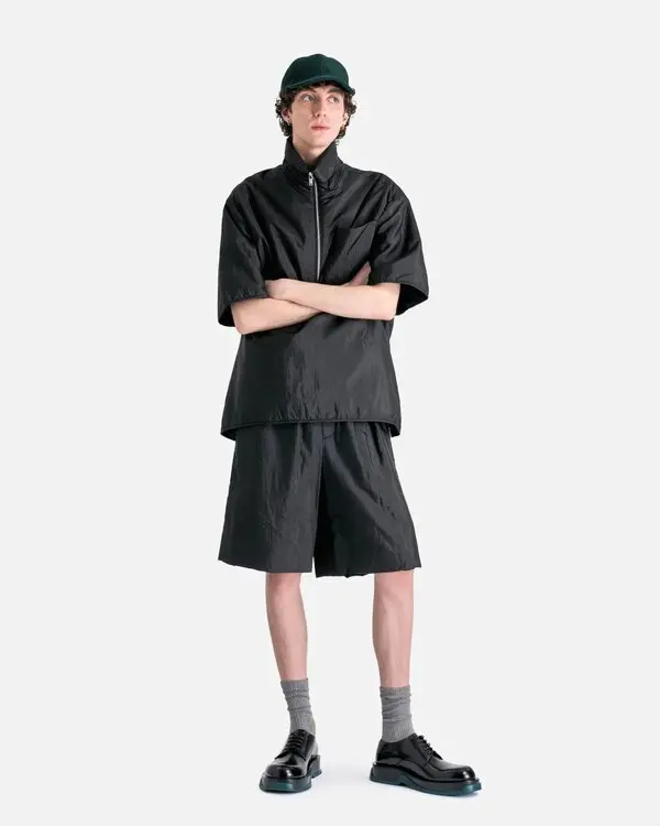 JIL SANDER Half Front Zip Padded Shirt