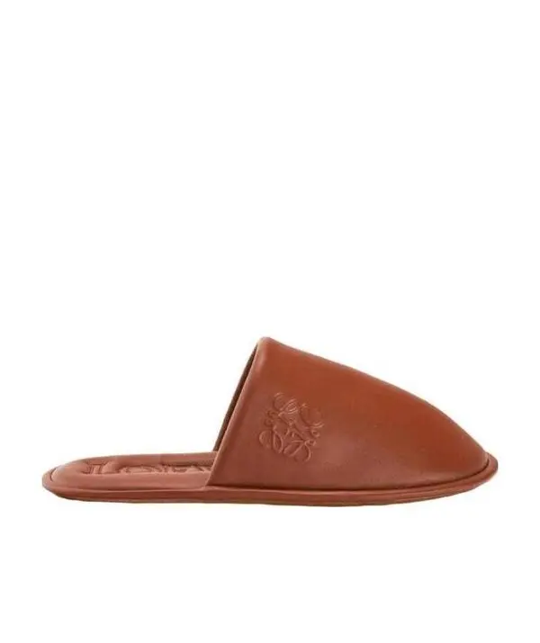 Loewe Calfskin Leather Slippers - Brown