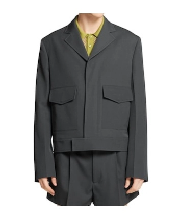 Gucci Single-breasted Jacket With Notched Lapels And Embossed Logo - Dark Gray