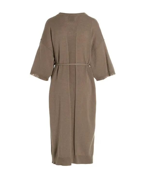 NUDE Knit Long Dress With Detachable Belt - Brown