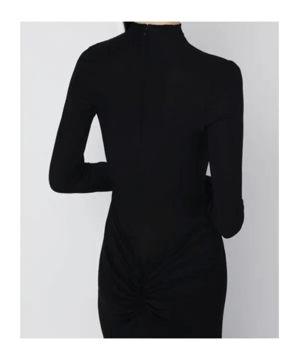 Alaïa High Neck Long Sleeve Gown With Back Draping