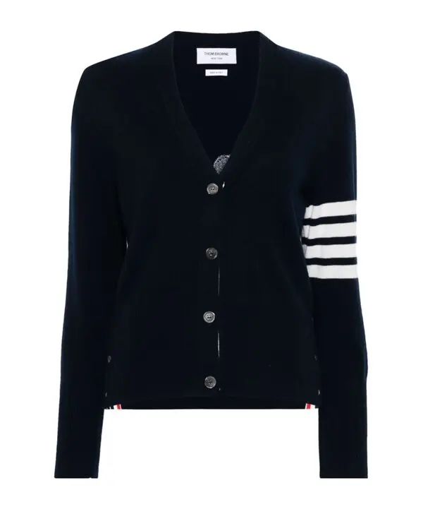 Thom Browne Gingerbread Cookie-intarsia Buttoned Cardigan - Navy Blue