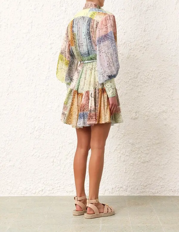 Zimmermann Matchmaker Lantern Mini Dress - Gray