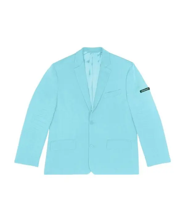 Balenciaga Single-breasted Blazer With Crinkled Detail - Blue
