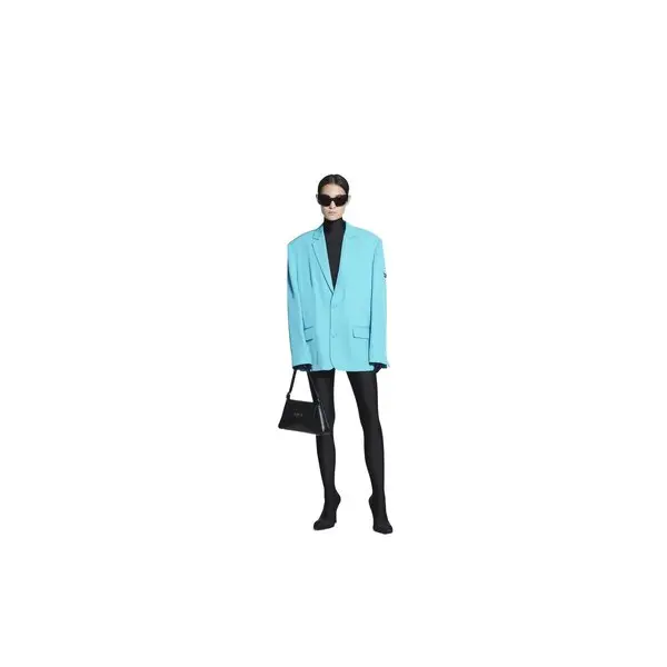 Balenciaga Single-breasted Blazer With Crinkled Detail - Blue
