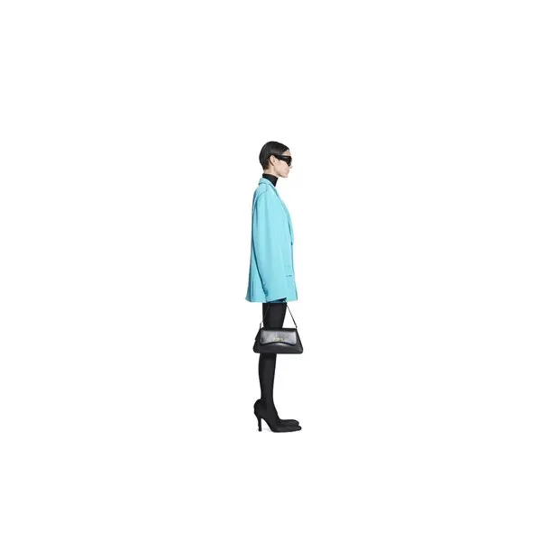 Balenciaga Single-breasted Blazer With Crinkled Detail - Blue