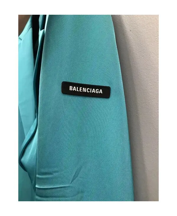Balenciaga Single-breasted Blazer With Crinkled Detail - Blue