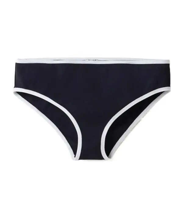 Miu Miu Logo Patch Ribbed Bikini Bottoms - Blue/white