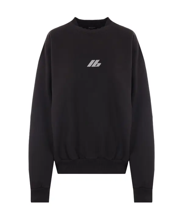 Balenciaga Logo Printed Crewneck Activewear Sweatshirt - Black