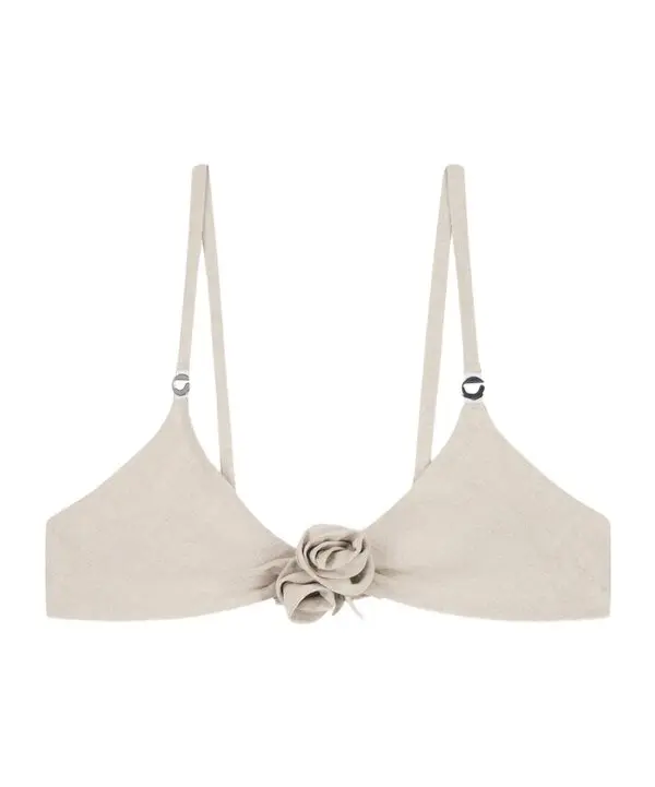 Coperni Flower Gathered Bikini Top - Beige