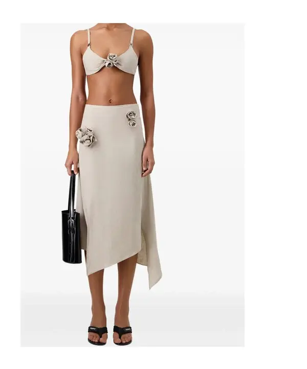 Coperni Flower Gathered Bikini Top - Beige
