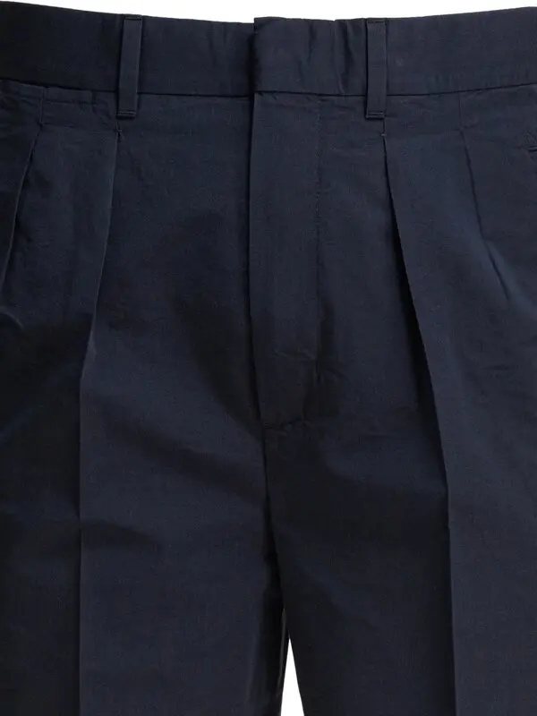 TOM FORD Fluid Poplin Double Pleat Pants - Navy Blue