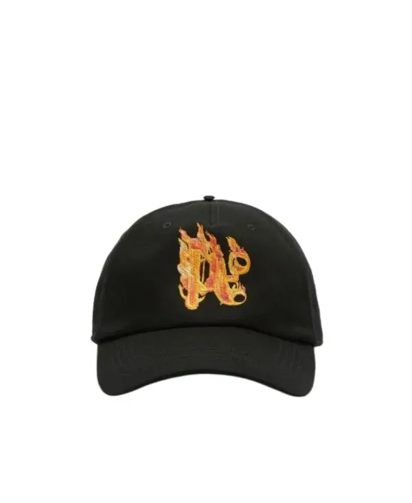 Palm Angels Burning Monogram Baseball Cap - Black