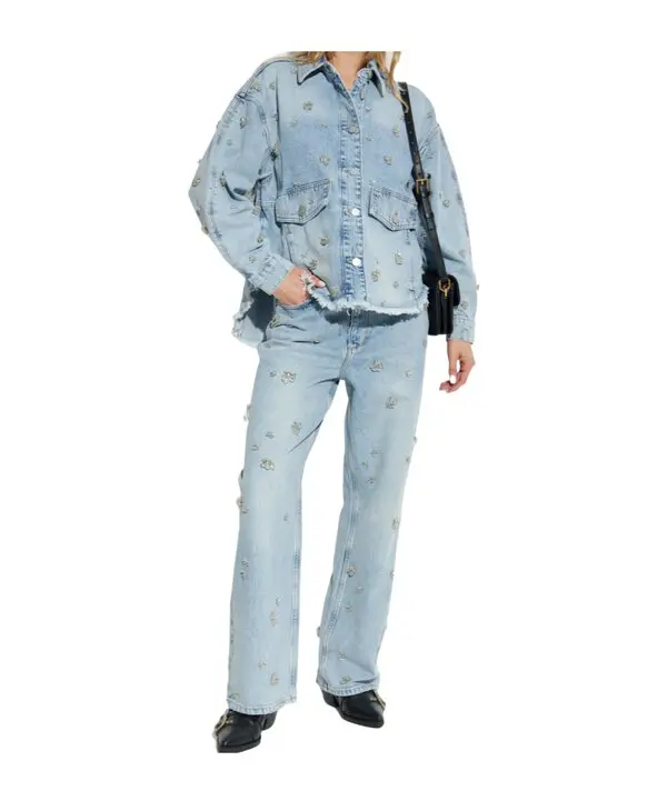 ALLSAINTS Embellished Straight Leg Jeans